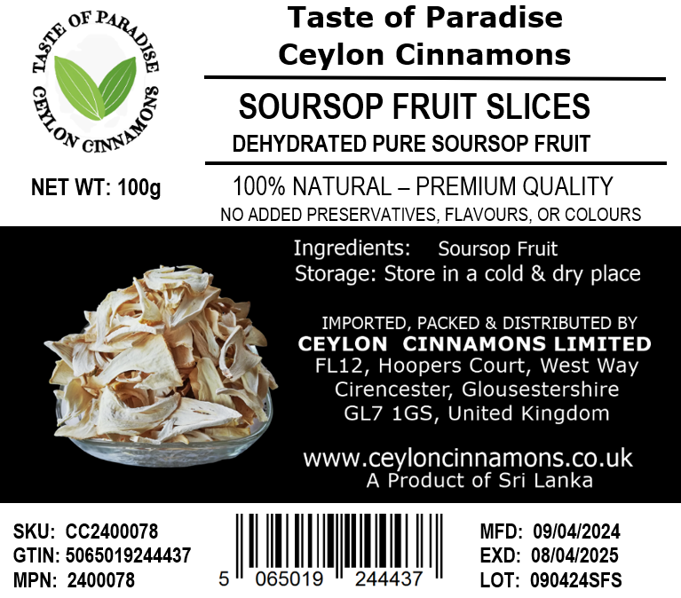 Soursop Fruit Slices, 100g, in Resealable Pouch, Dehydrated 100% Pure ...
