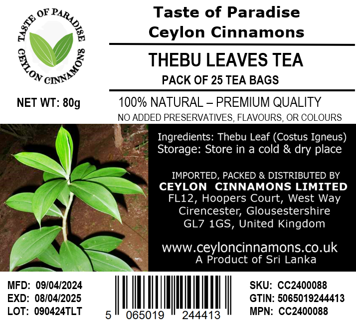 Tebu Leaf Tea, 25 Tea Bags, 100% Pure & Natural Herbal Tea, Dehydrated ...